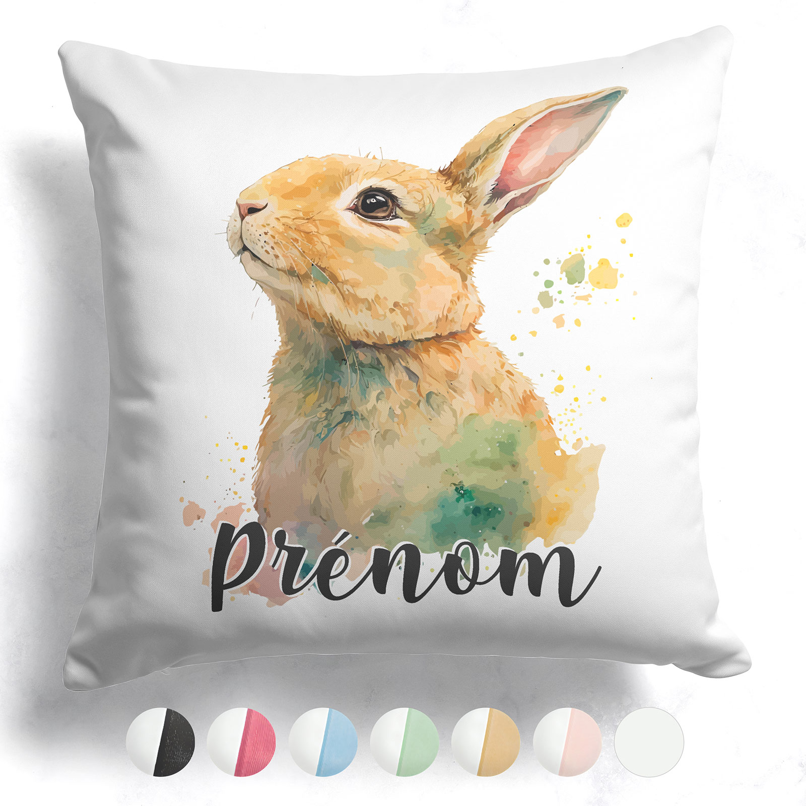 Coussin bicolore personnalisé - Lapin - Des prix 50% moins cher qu'en magasin