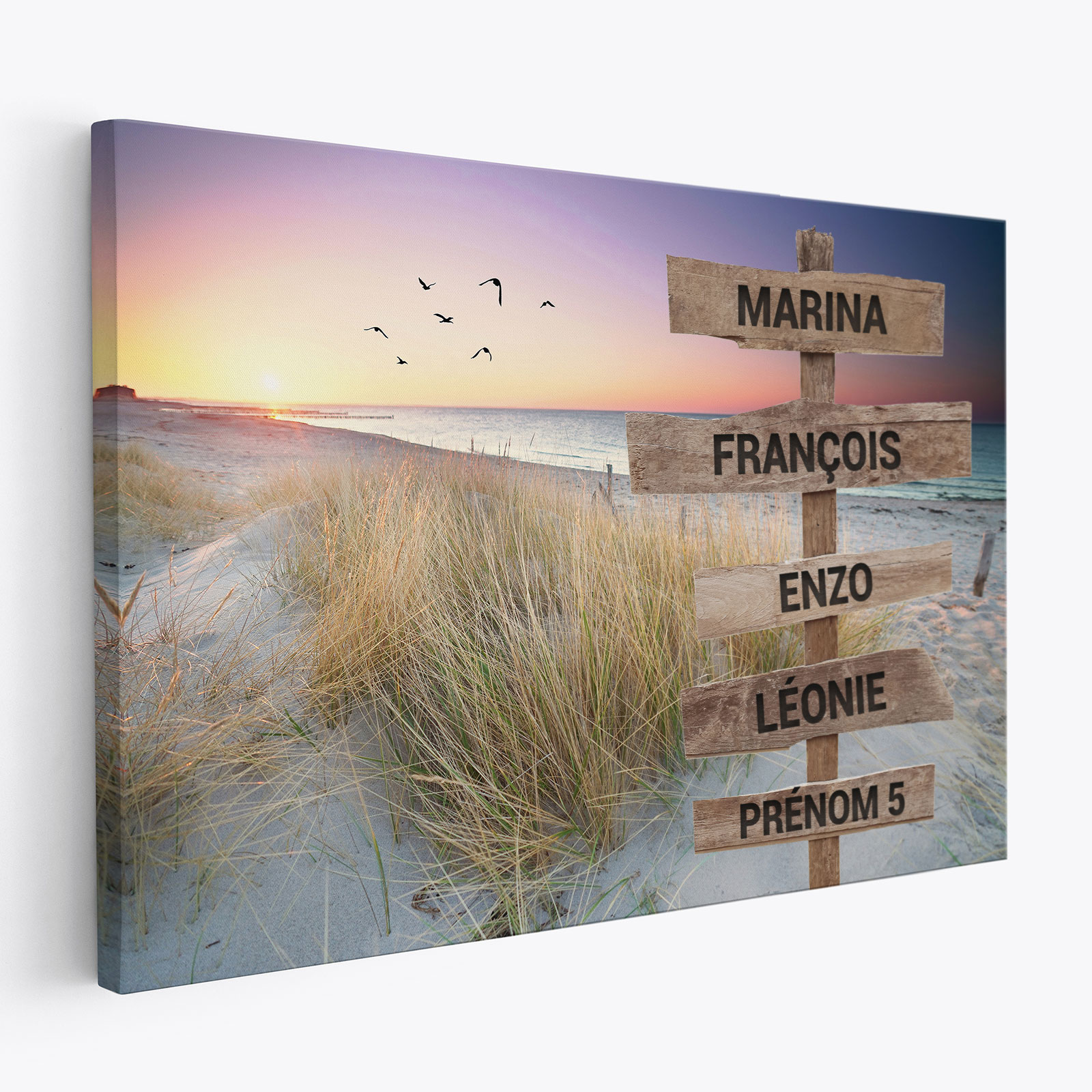 Tableau toile personnalisé avec prénoms - Plage - Des prix 50% moins ...