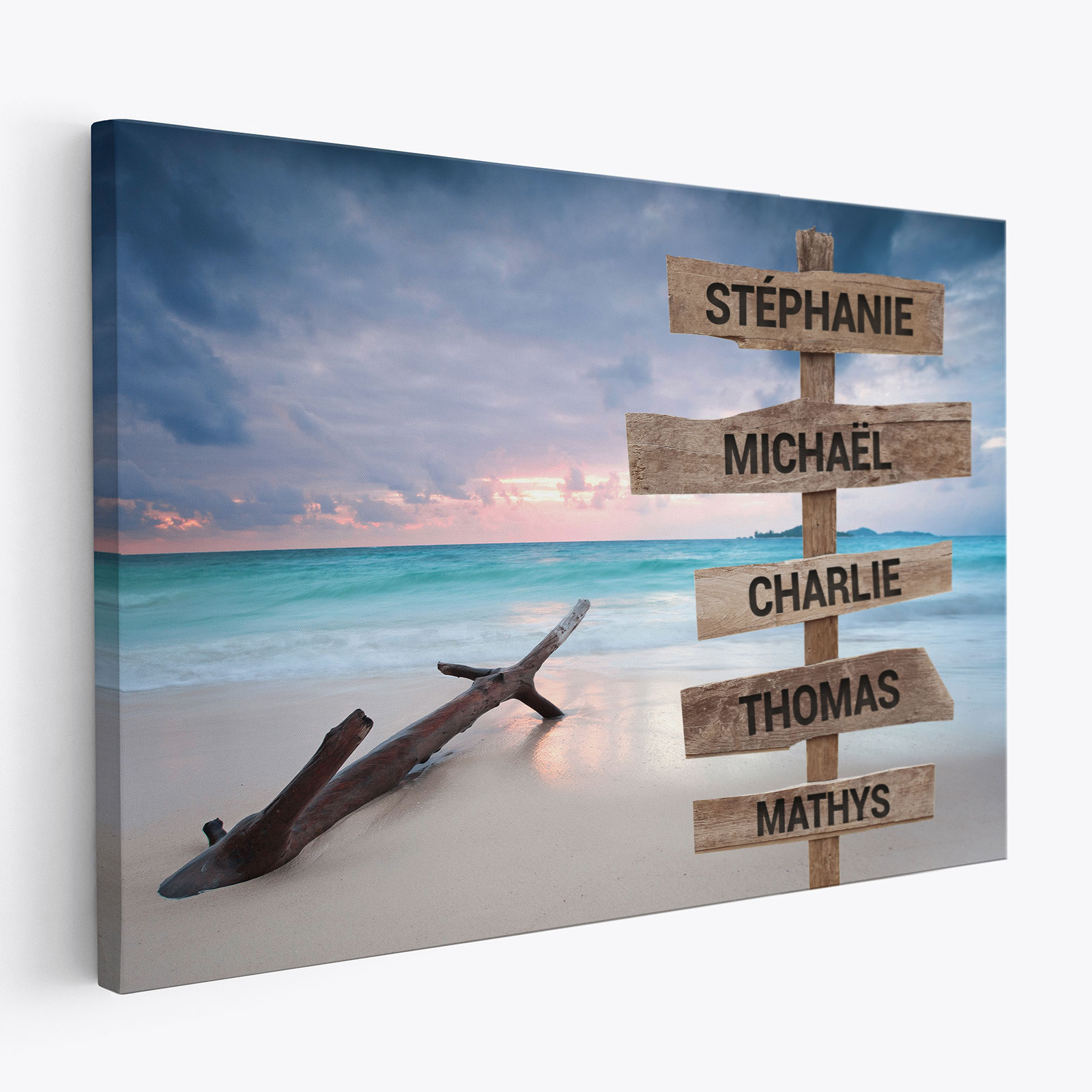 Tableau toile personnalisé avec prénoms - Plage mer - Des prix 50% ...