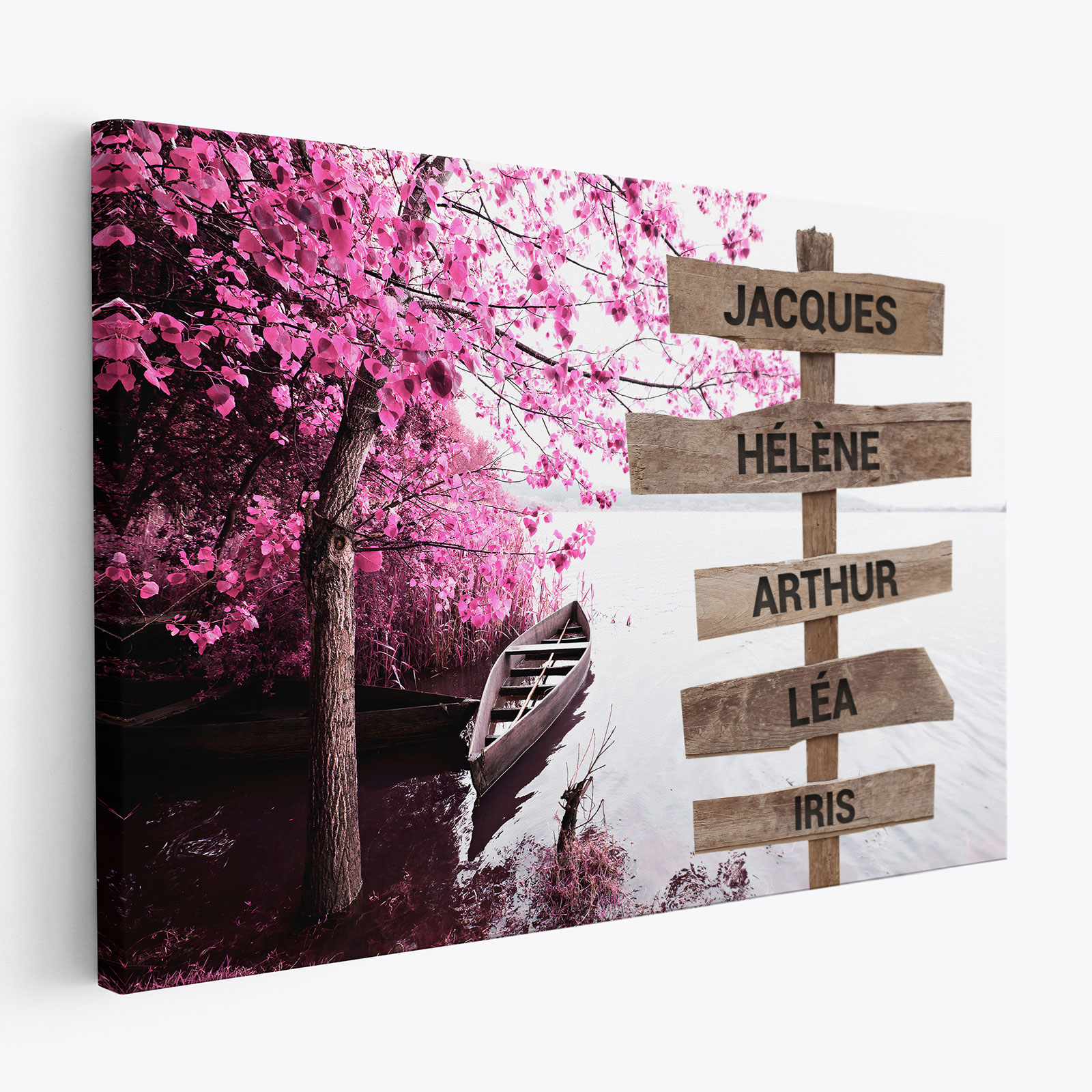 Tableau toile personnalisé avec prénoms - Barque sur le lac - Des prix ...