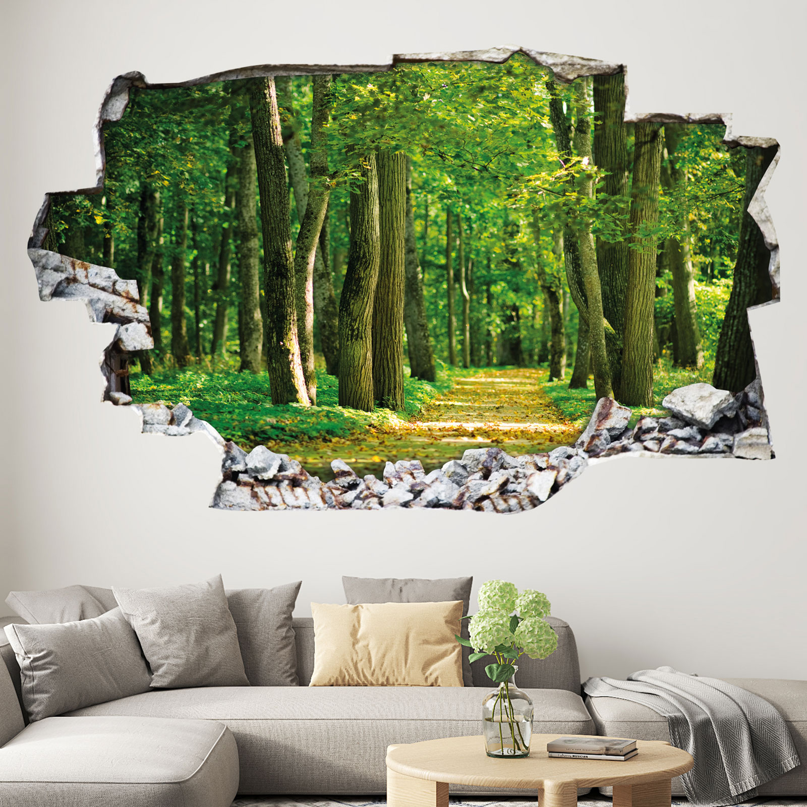 Stickers Trompe l'oeil trou dans le mur - Forêt - Des prix 50% moins ...