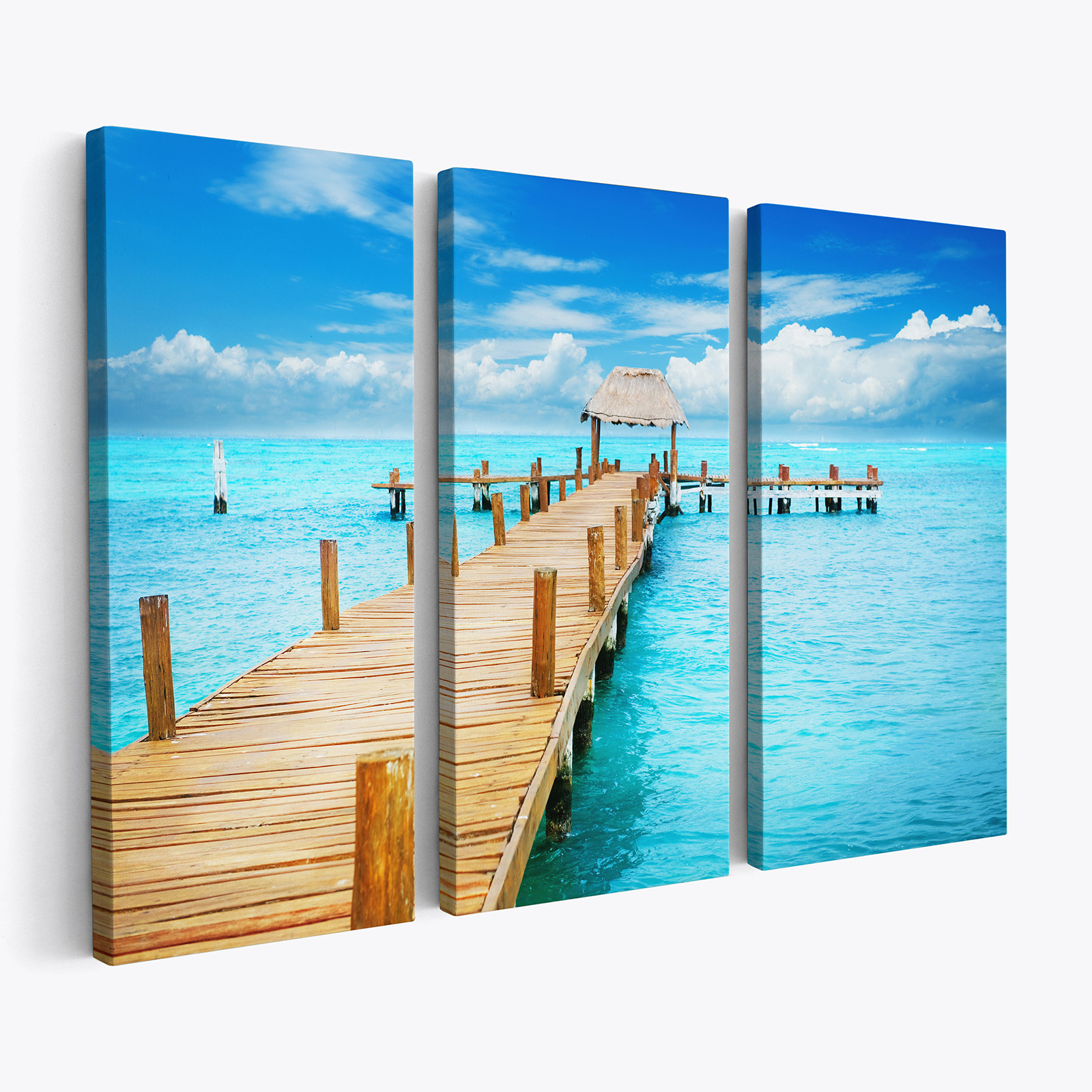 Tableau triptyque sur toile - Ponton Paradisiaque - Des prix 50% moins ...