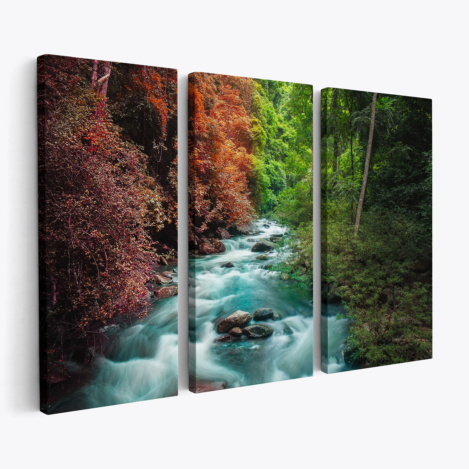 Tableau triptyque sur toile - Rivière - Des prix 50% moins cher qu'en ...