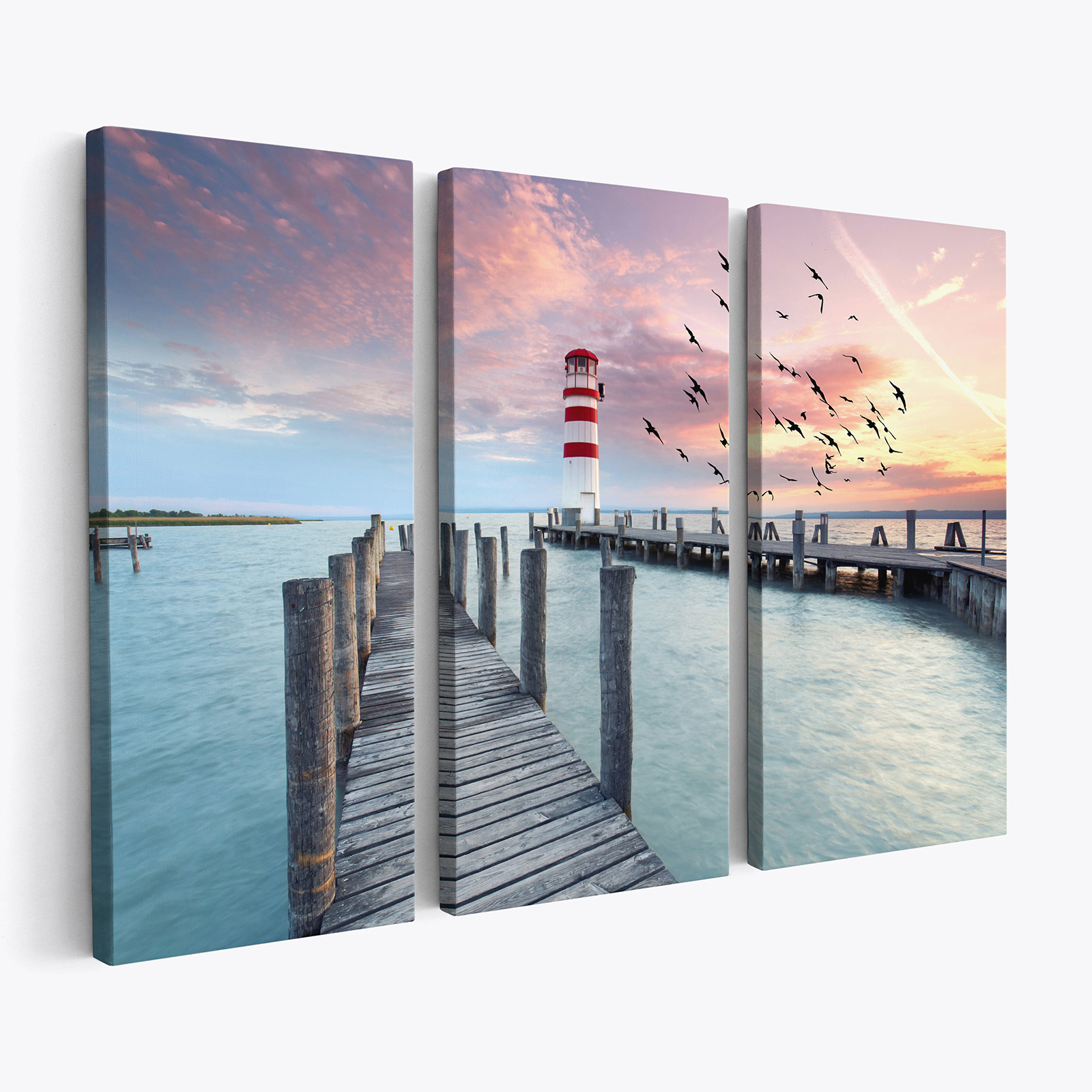 Tableau triptyque sur toile - Ponton Phare - Des prix 50% moins cher qu ...