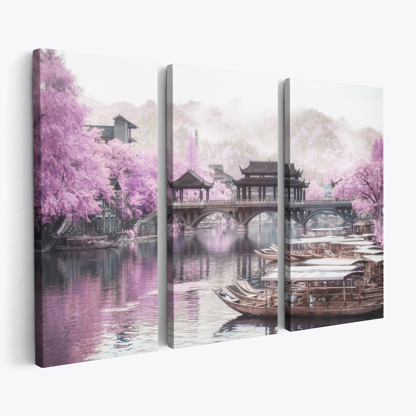 Tableau triptyque sur toile - Paysage Japonais - Des prix 50% moins ...