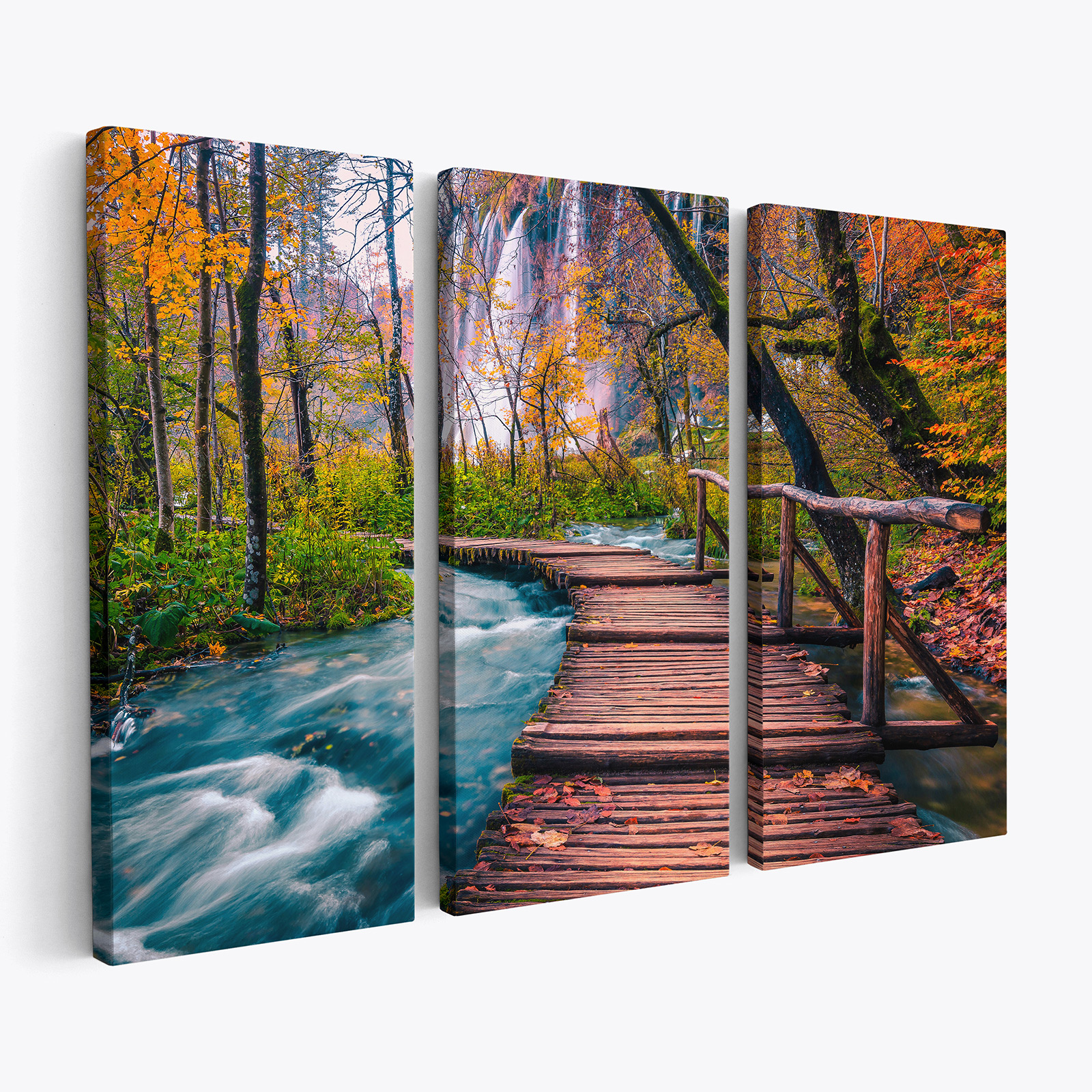 Tableau triptyque sur toile - Ponton sur la rivière - Des prix 50% ...