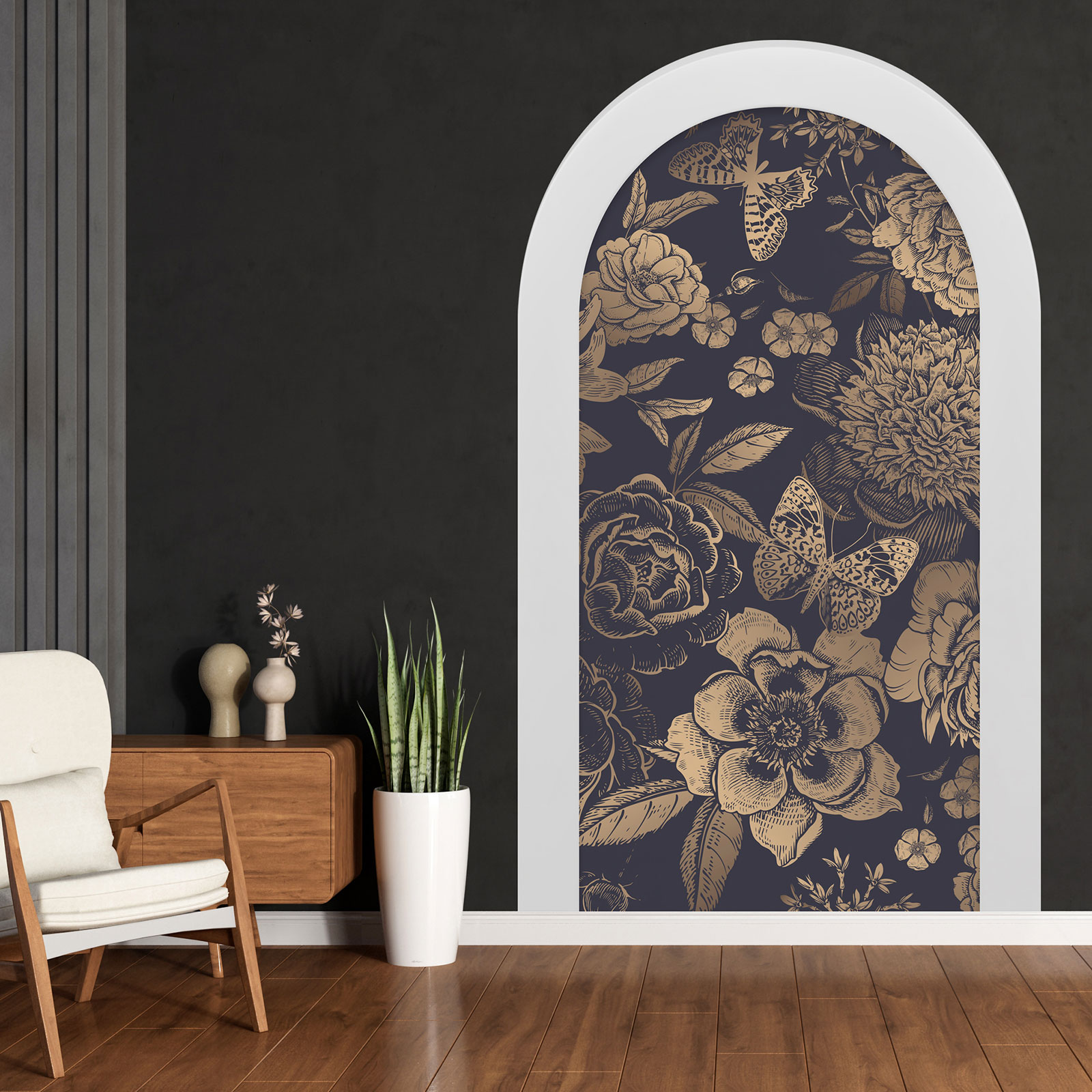 Stickers Trompe l'œil Arche - Voute - Fleurs Papillons - Des prix 50% ...