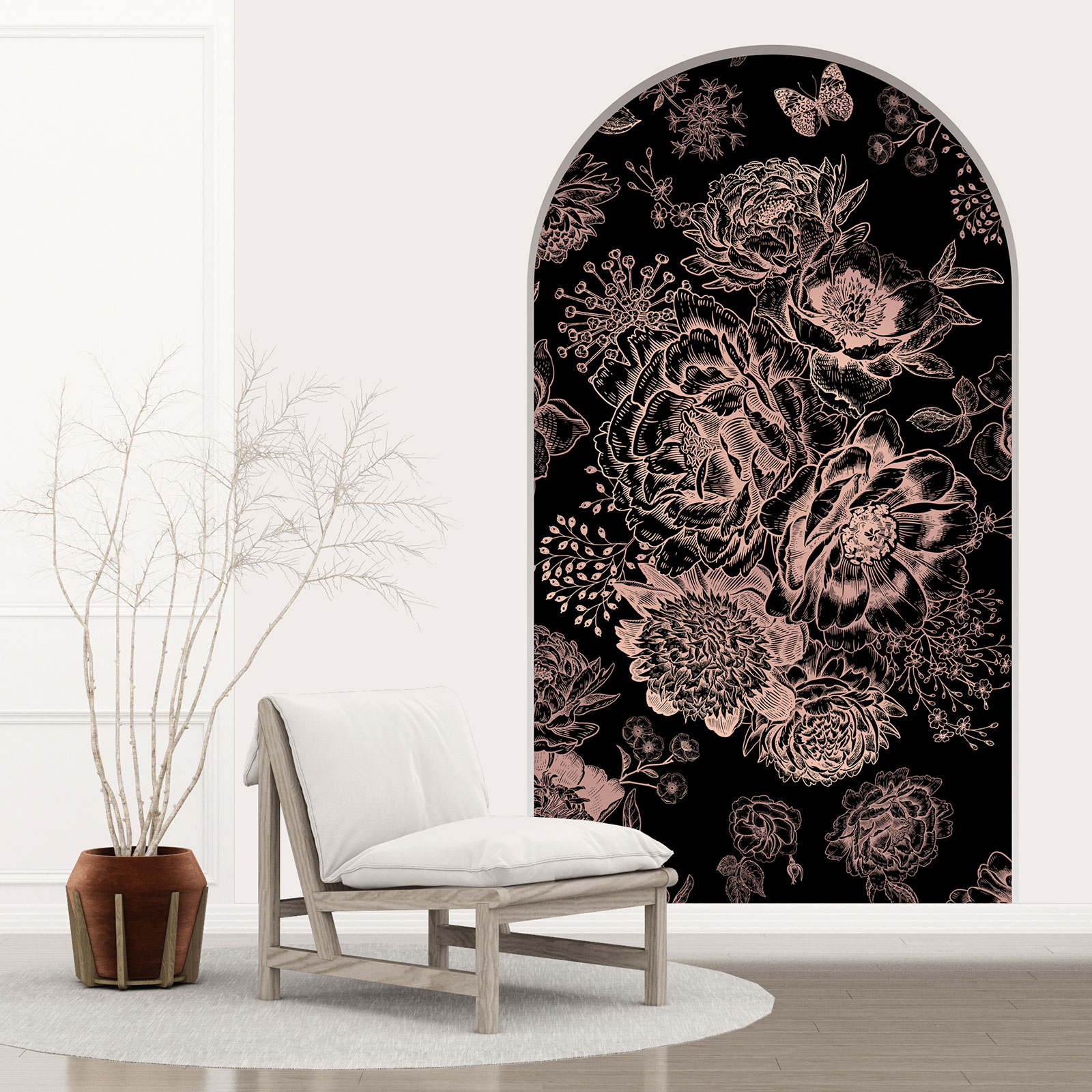 Stickers Trompe l'œil Arche - Voute - Fleurs Papillons - Des prix 50% ...