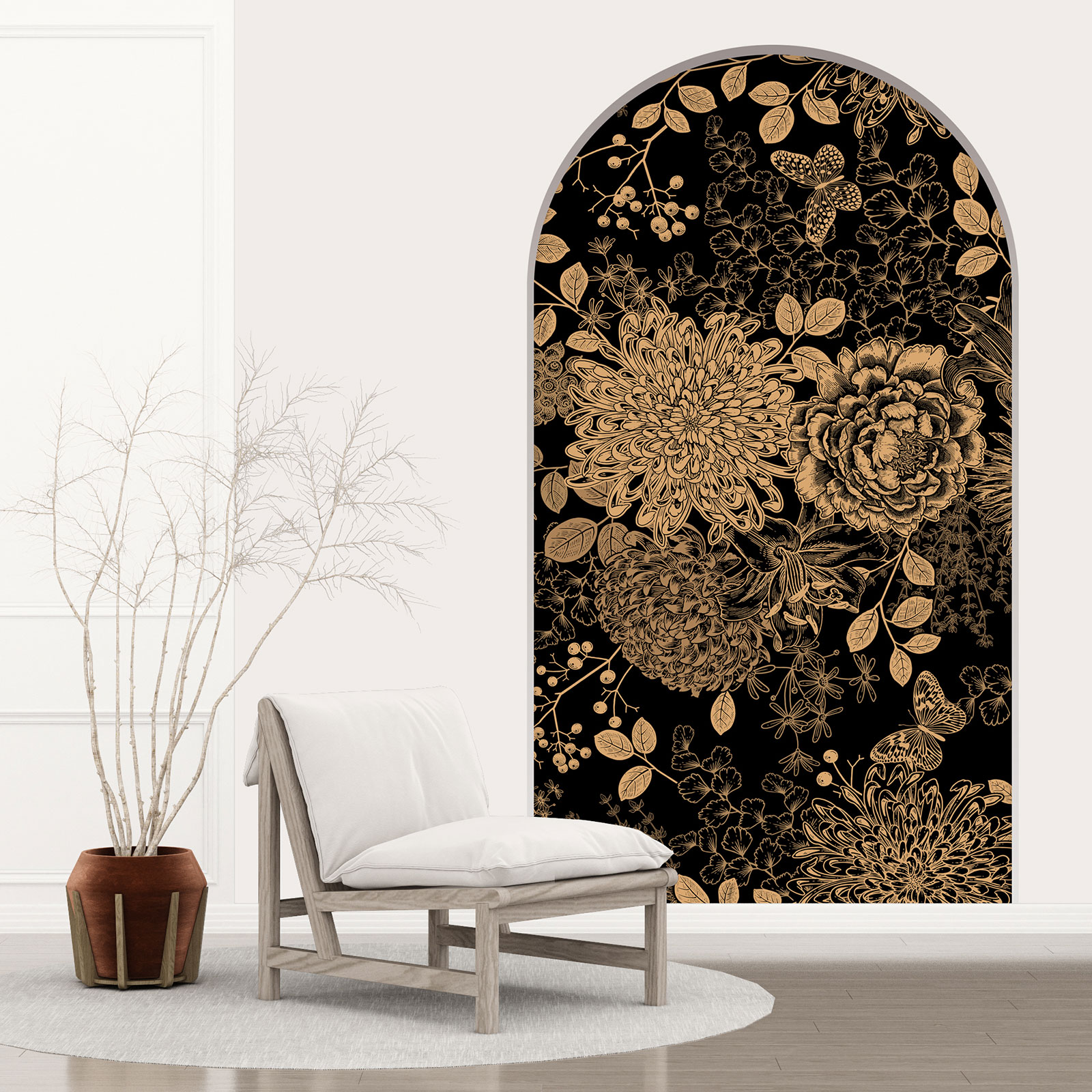 Stickers Trompe l'œil Arche - Voute - Fleurs Papillons - Des prix 50% ...