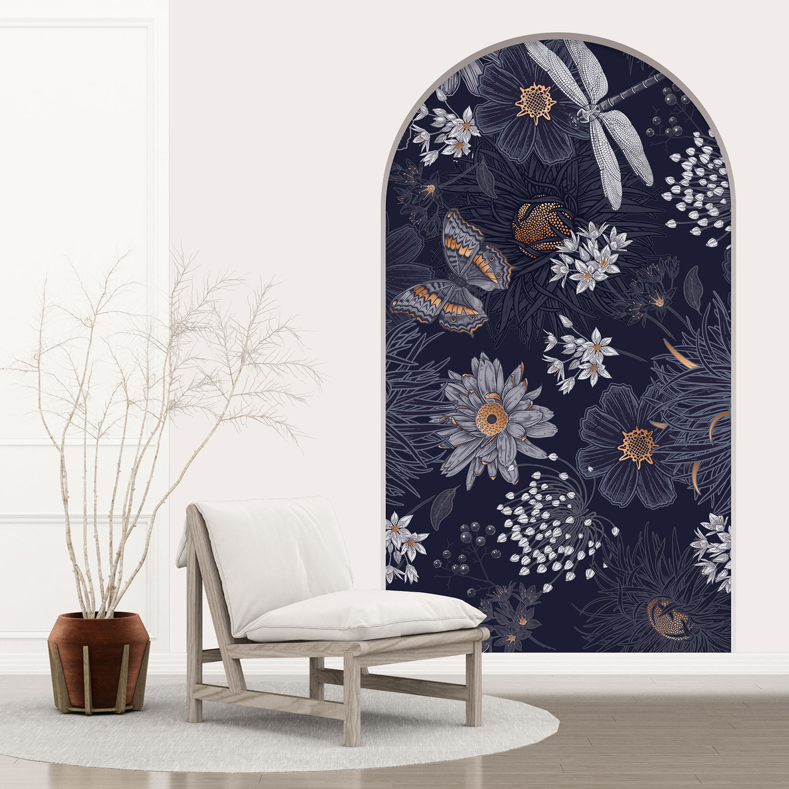 Stickers Trompe l'œil Arche - Voute - Fleurs Papillon - Des prix 50% ...