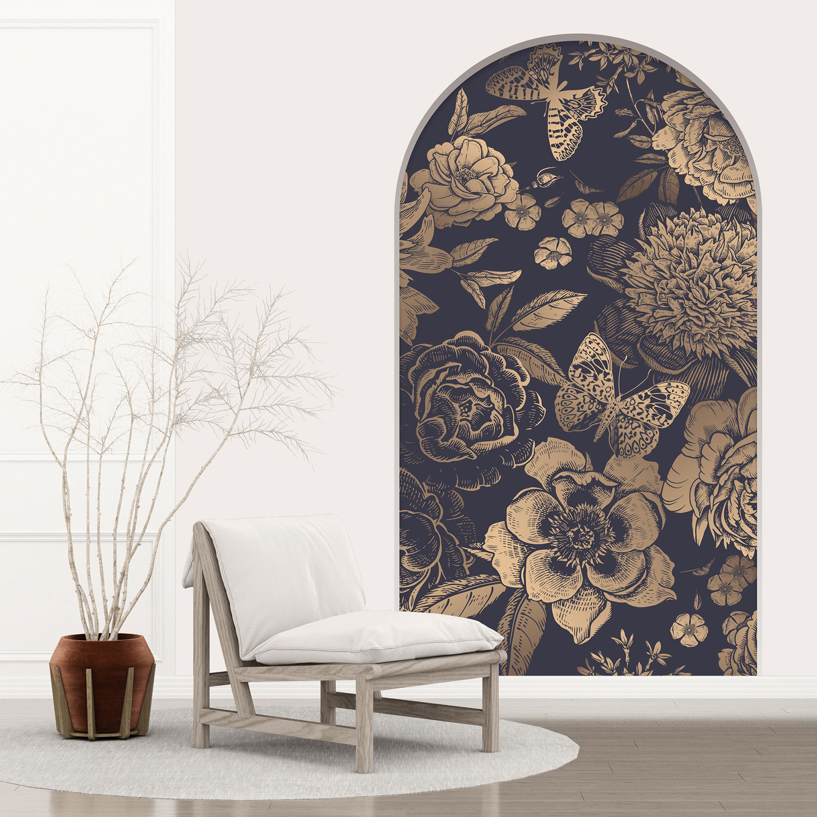 Stickers Trompe l'œil Arche - Voute - Fleurs papillons - 260 - Des prix ...