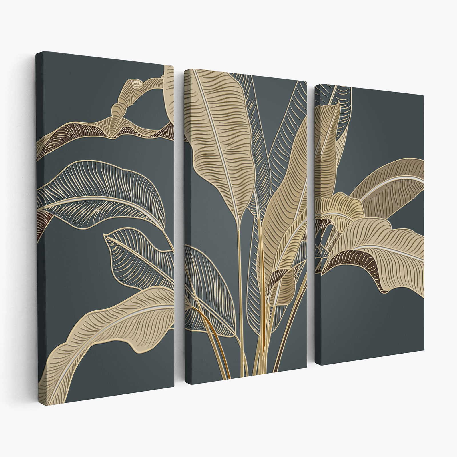 Tableau triptyque - Feuilles tropicales - Des prix 50% moins cher qu'en magasin